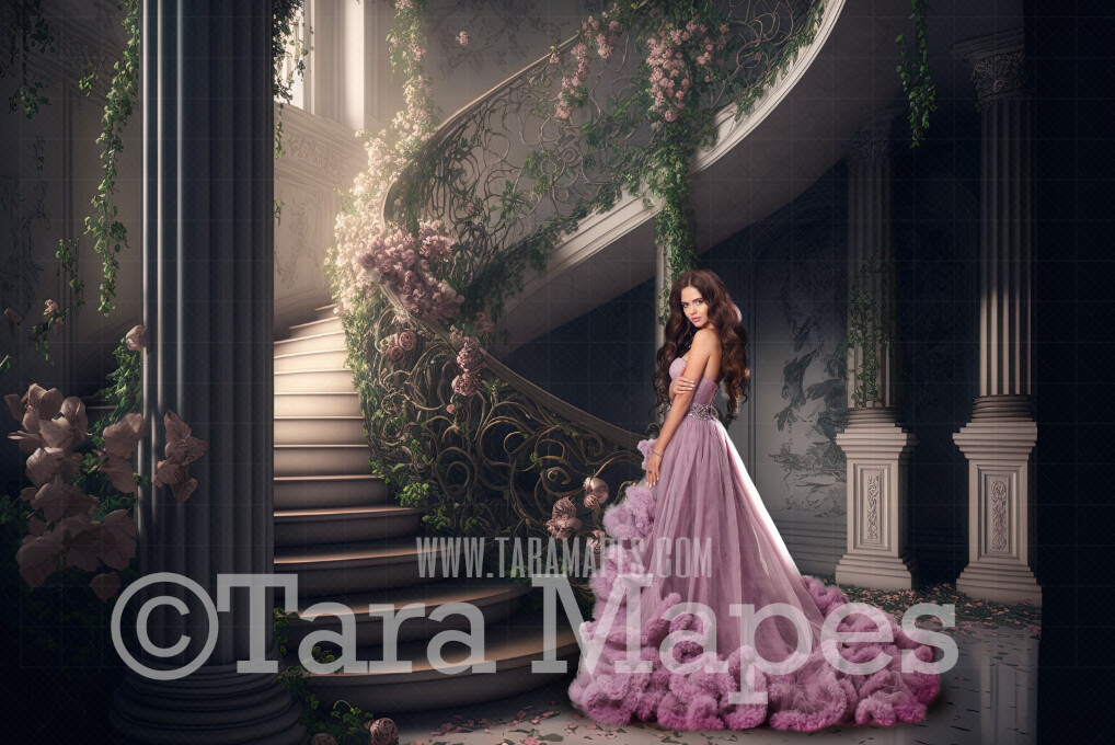 Fantasy Stairs Digital Backdrop - Castle Staircase with Cascading ...