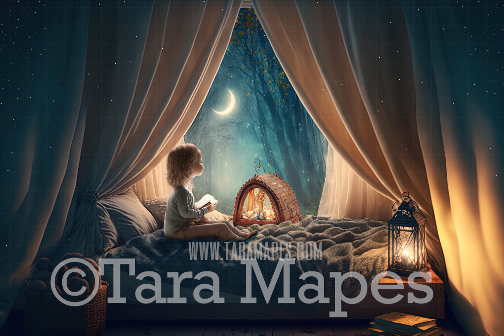 Whimsical Bedroom Digital Backdrop - Magical Bedroom with Window - Big ...
