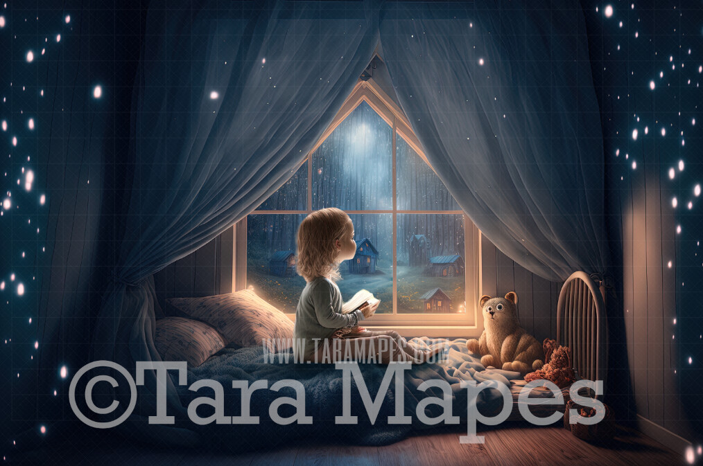 Whimsical Bedroom Digital Backdrop - Magical Bedroom with Window - Big ...