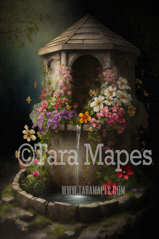 Wishing Well Digital Backdrop - Magical Wishing Well - Painterly ...