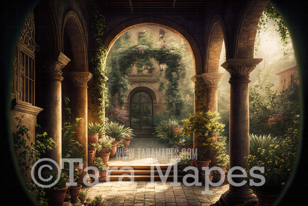Garden of Eden Digital Backdrop - Hazy Garden Patio with Sunlight ...