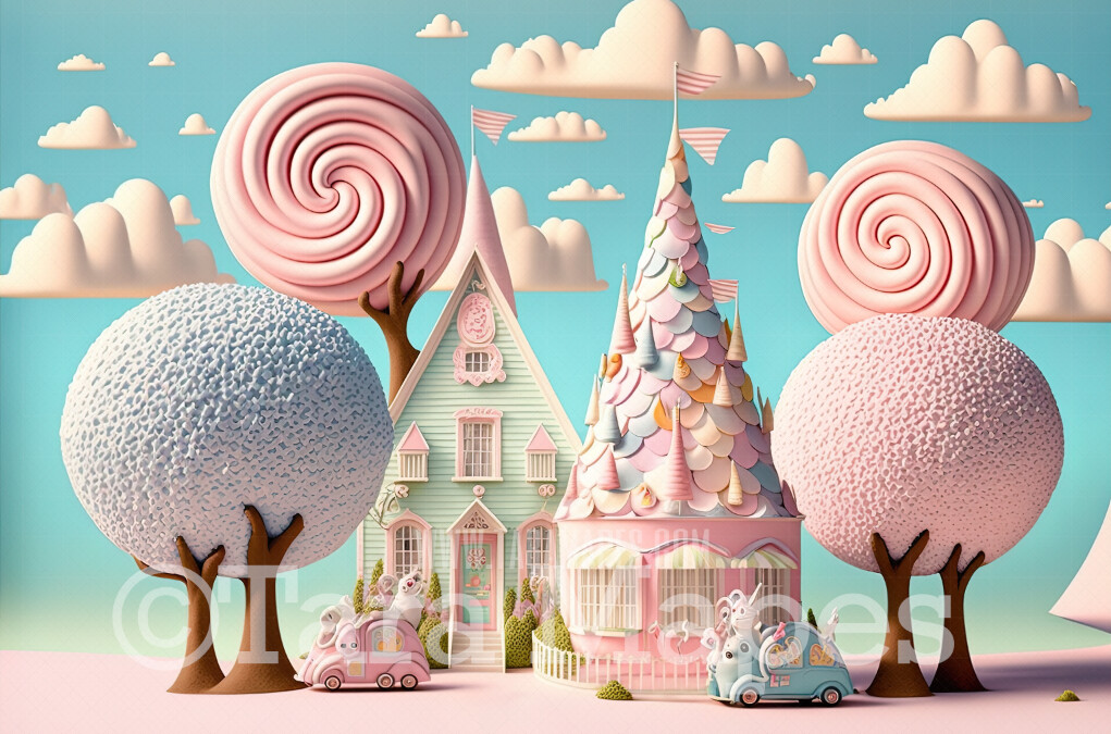 Pastel Easter Digital Backdrop - Whimsical Pastel Easter Land Digital ...