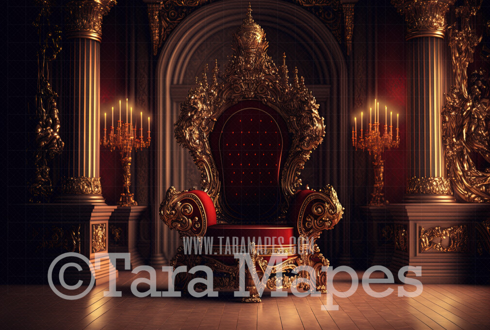 Ornate Gold and Red Throne Digital Backdrop - Vintage Room with Roses ...