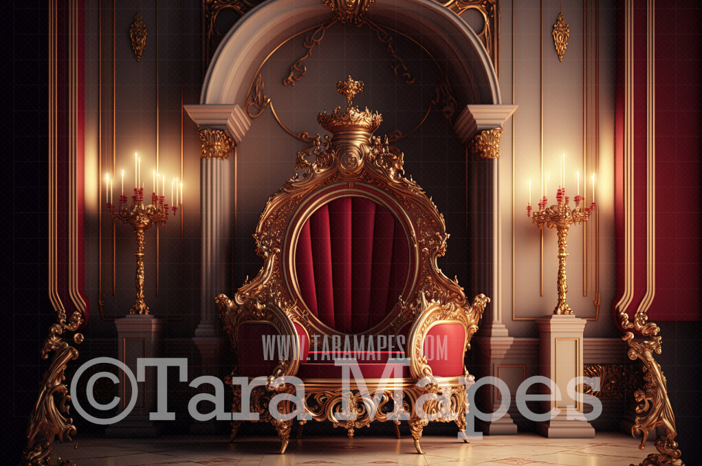 Ornate Gold and Red Throne Digital Backdrop - Vintage Room with Roses ...