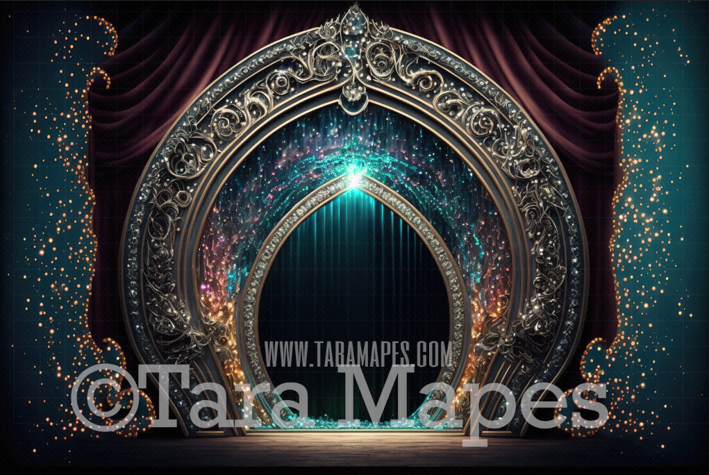 Jeweled Stage Digital Backdrop - Rhinestone Gem Stage with Lights ...