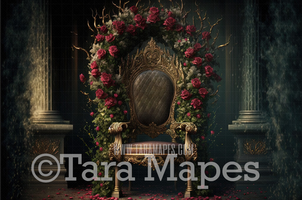 Rose Throne Digital Backdrop - Ornate Throne - Throne of Roses Digital ...