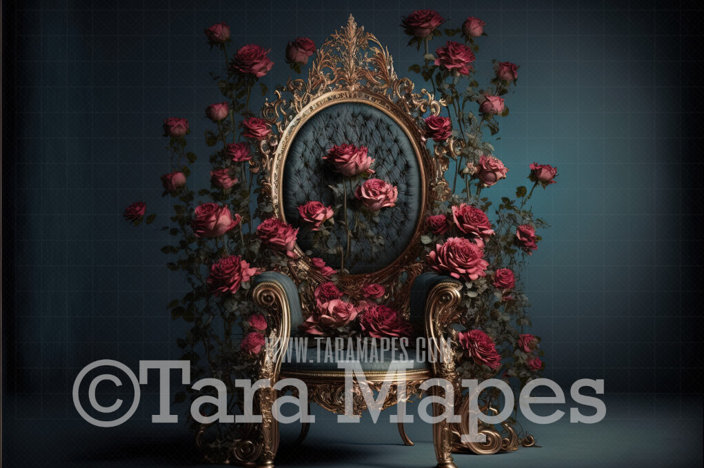 Rose Throne Digital Backdrop - Ornate Throne - Throne of Roses Digital ...