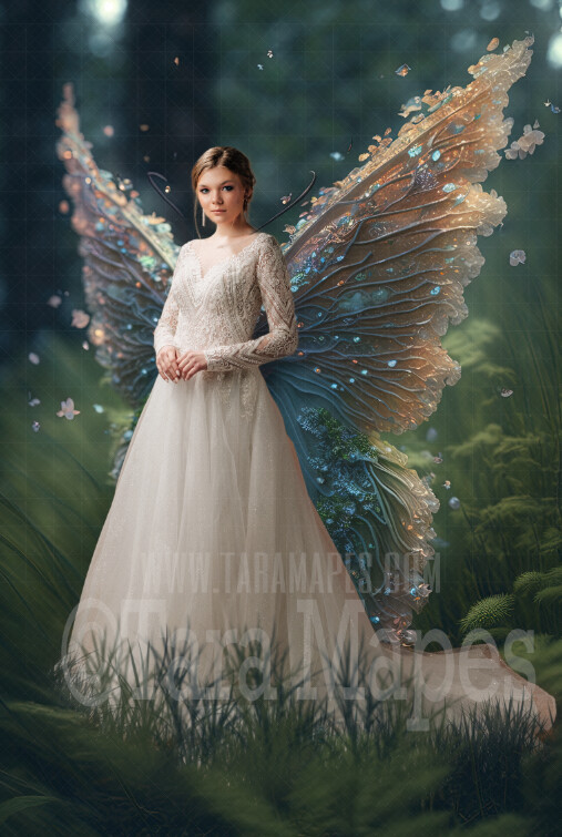 Fairy Digital Background (JPG FILE) - Delicate Glowing Fairy Wings in a ...