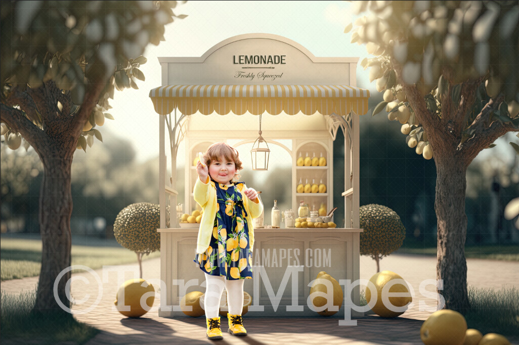 Lemonade Stand Digital Backdrop - Lemonade Cart - Lemon Stand - Fruit ...
