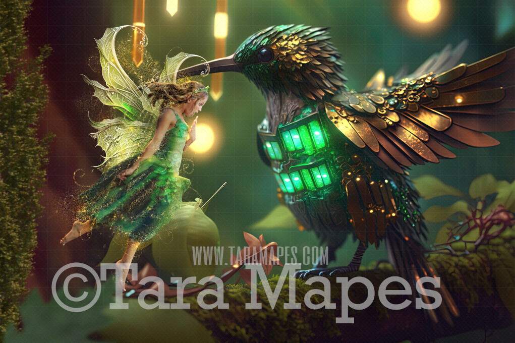 Fairy Hummingbird Digital Backdrop - Magical Fairy Hummingbird Digital ...