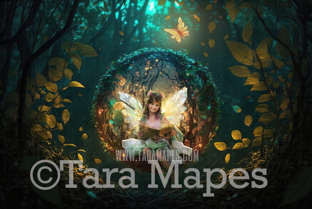 Fairy Home Digital Backdrop - Magical Fairy Orb of Vines in Enchanted ...