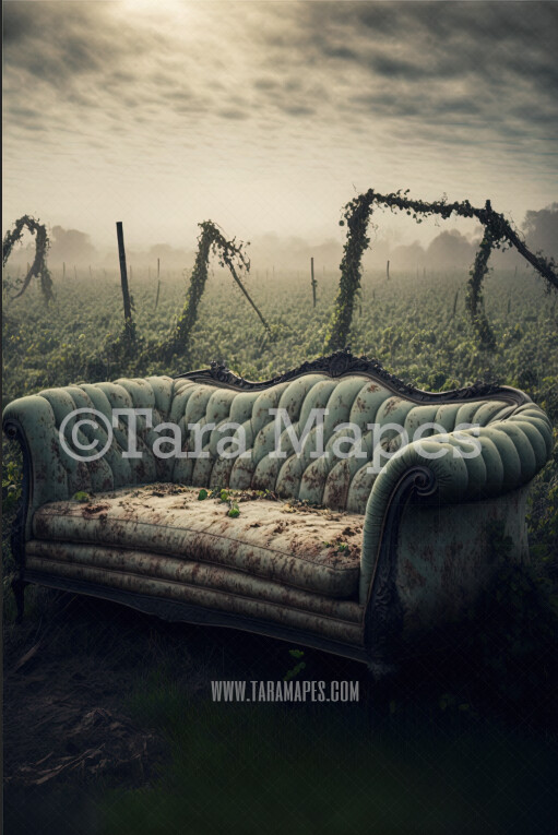 Abandoned Couch in Field Digital Backdrop - Vintage Couch in Old Field ...