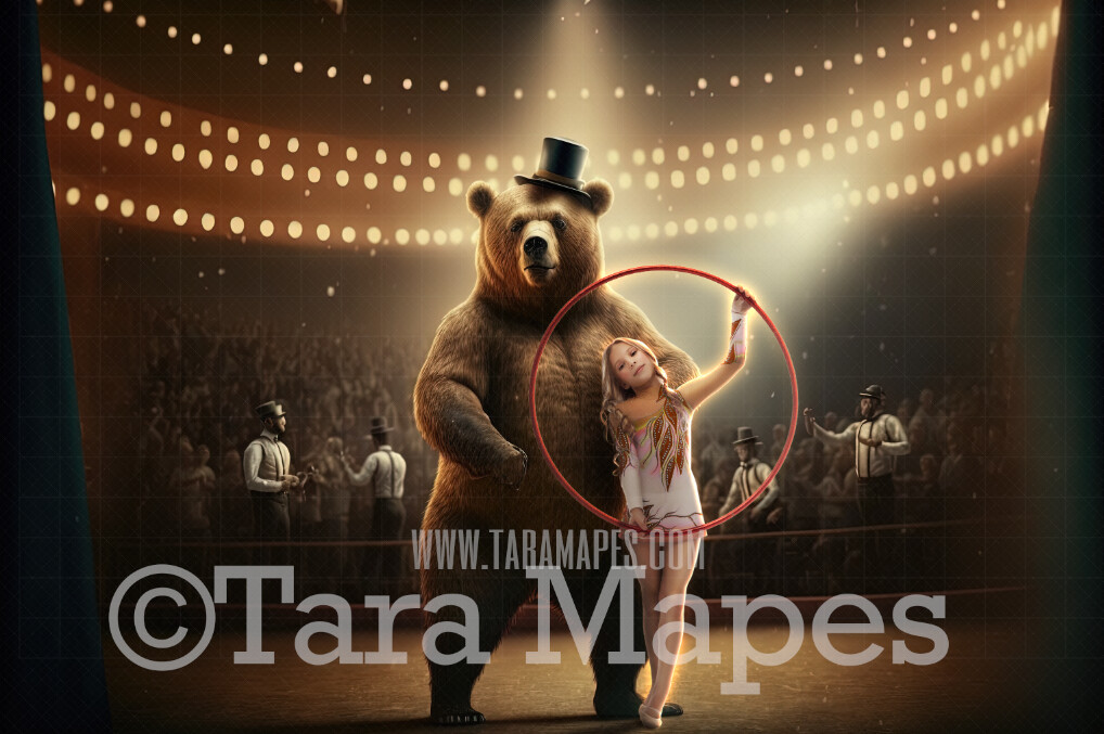 Circus Bear Digital Background - Bear at Circus with Hat - Circus ...