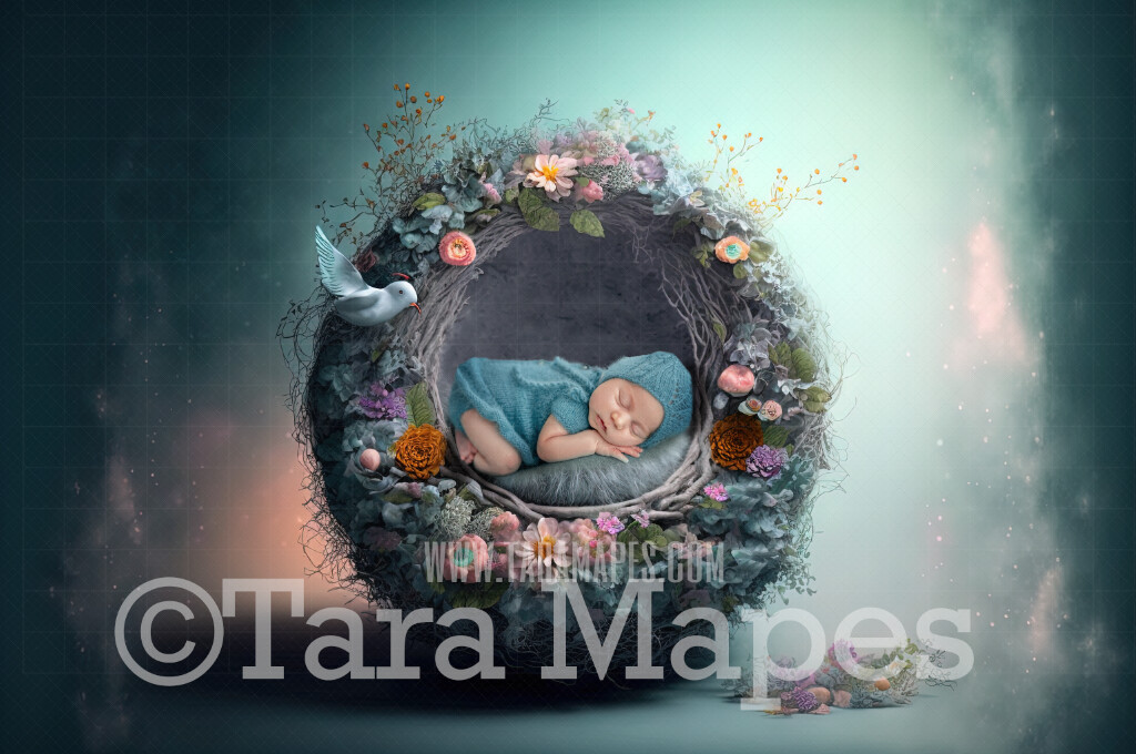 Newborn Digital Backdrop - Whimsical Floral Newborn Digital Background ...
