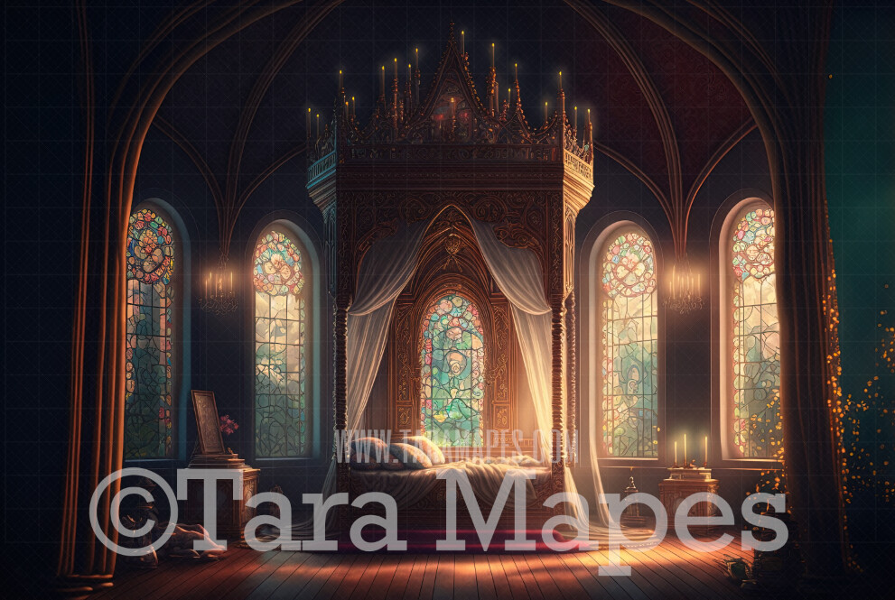 Princess Room Digital Backdrop - Ornate Princess Bedroom in Castle ...