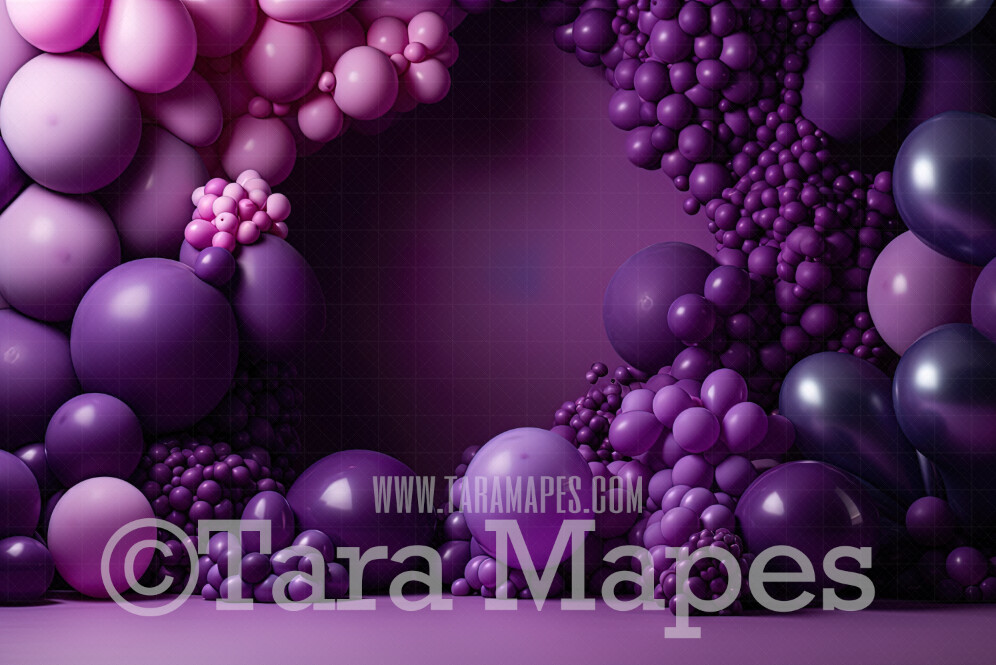 Balloon Digital Backdrop - Purple Violet Plum Balloon Arch Digital ...