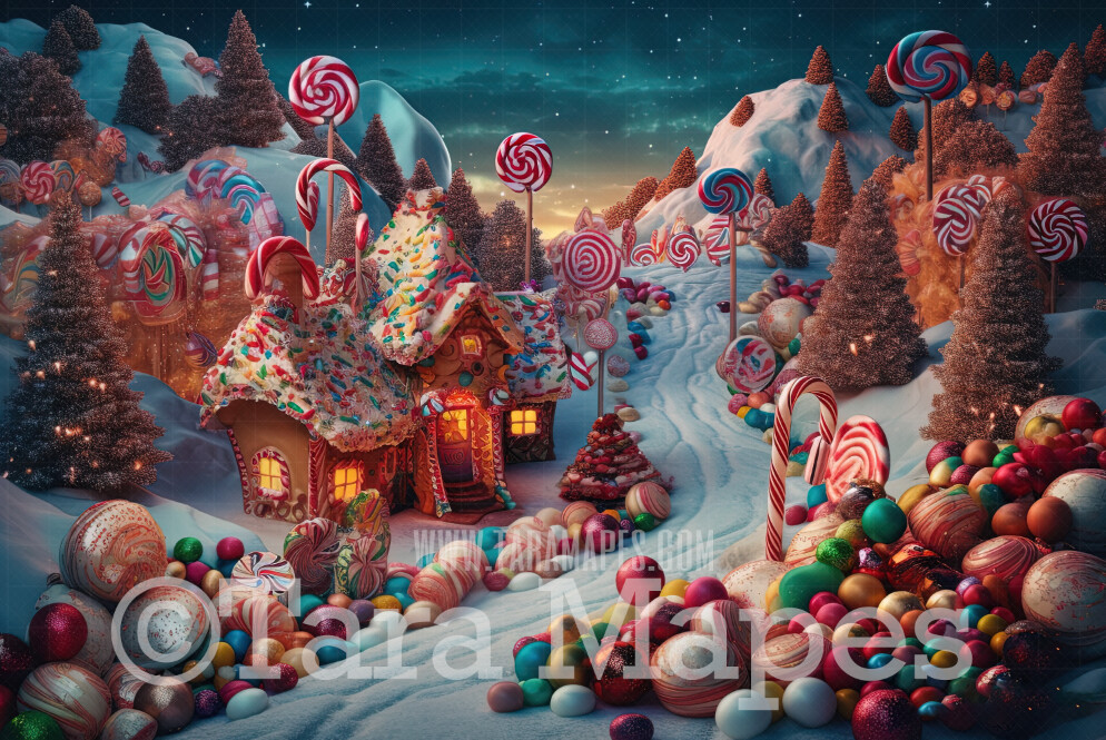 Christmas CandyLand Digital Backdrop - Gingerbread Christmas Candy ...