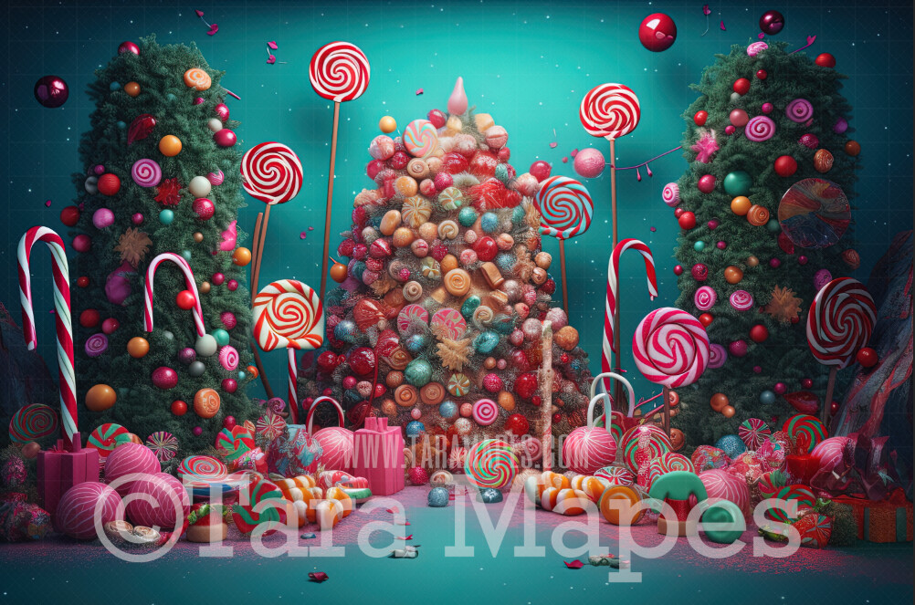 Christmas CandyLand Digital Backdrop - Christmas Candy Themed Digital ...
