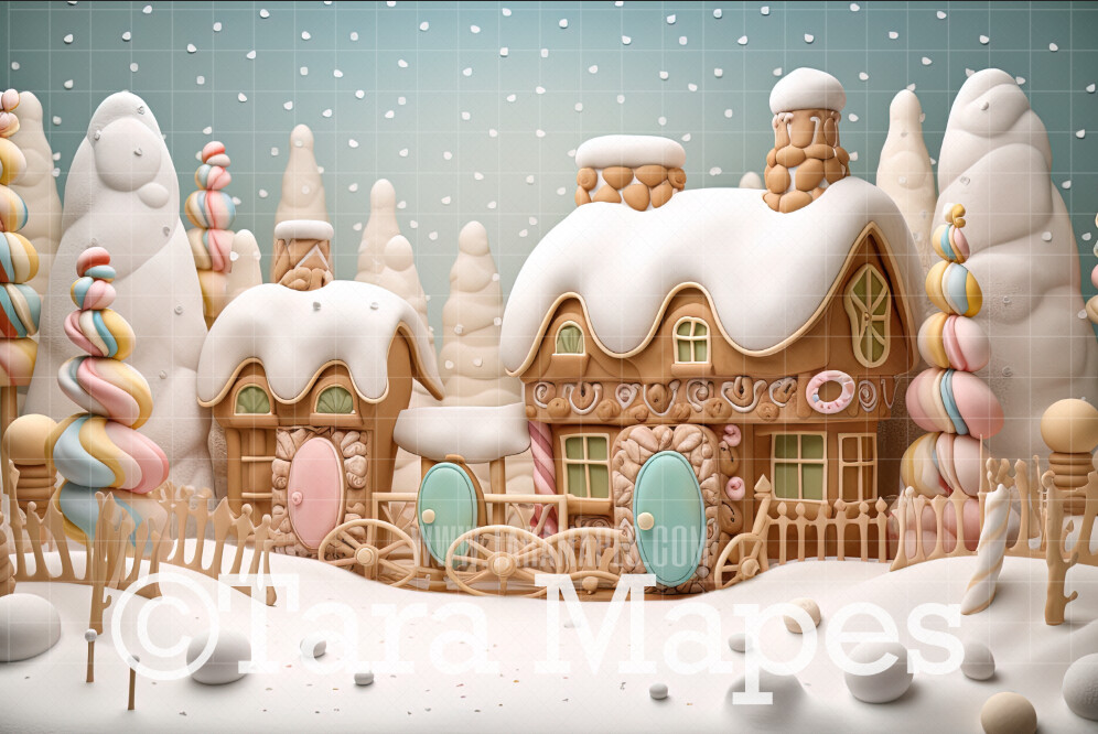 Gingerbread House Backdrop -Gingerbread Scene - Pastel Christmas ...