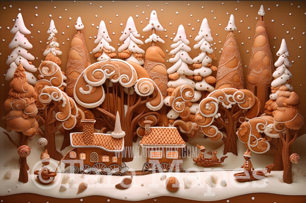 Gingerbread Forest Digital Backdrop -Gingerbread Trees - Christmas ...