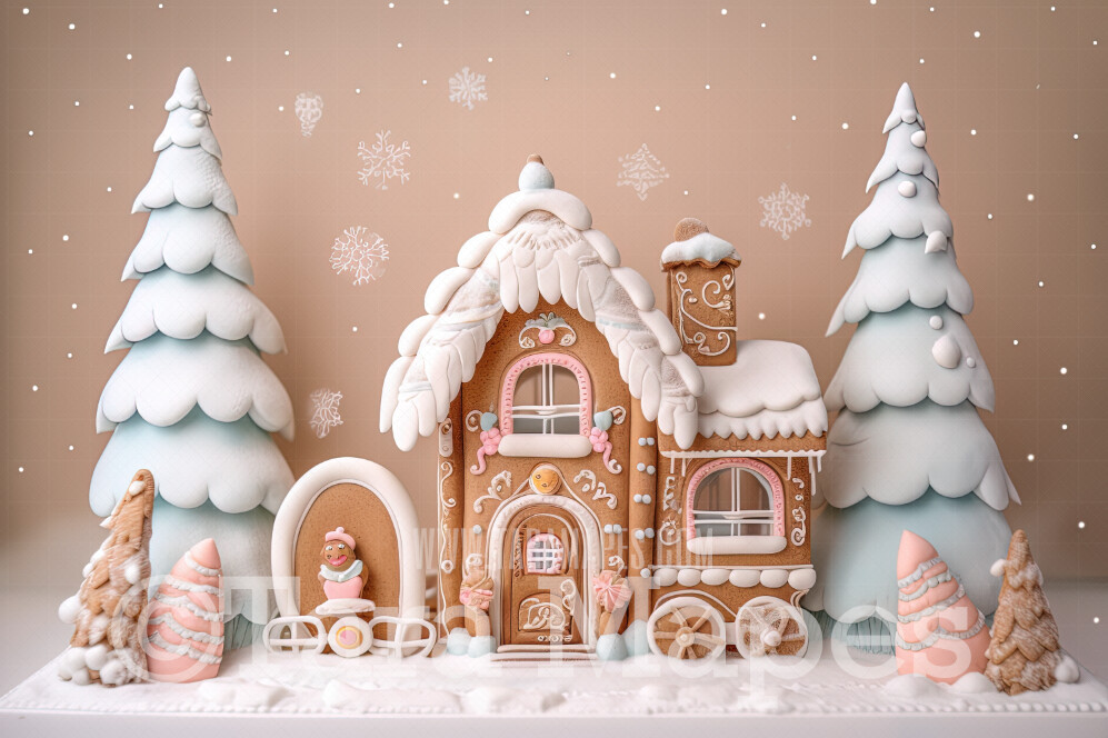 Gingerbread House Digital Backdrop - Gingerbread Home - Pastel ...