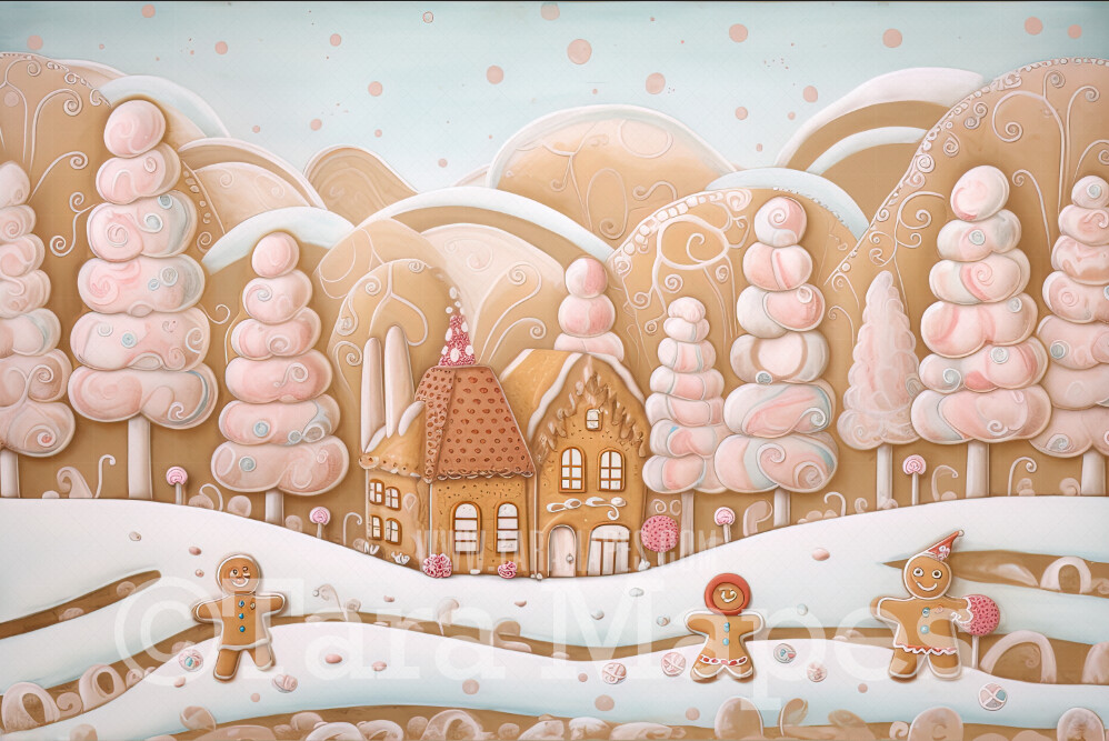 Gingerbread House in Forest Digital Backdrop -Gingerbread Trees ...