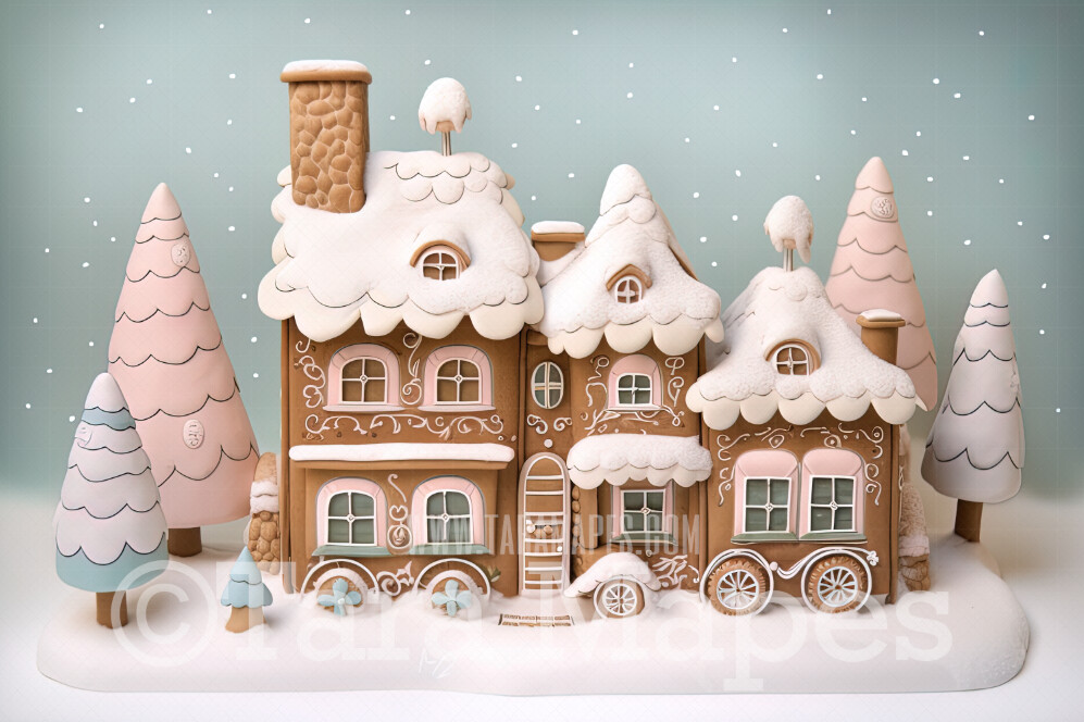 Gingerbread House Digital Backdrop - Gingerbread Home in Forest ...