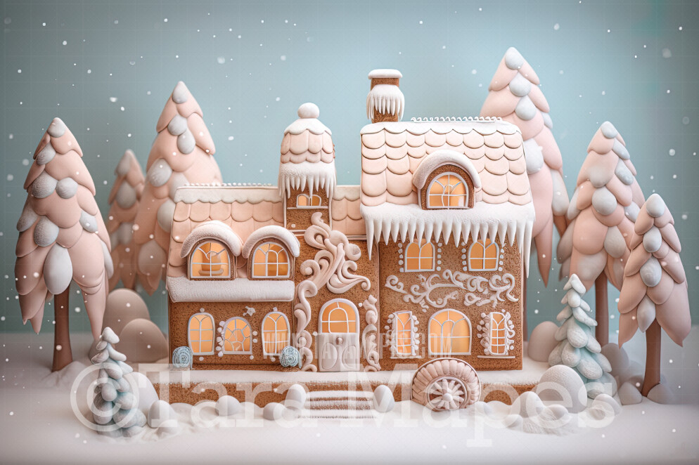 Gingerbread House Digital Backdrop - Gingerbread Home in Forest ...