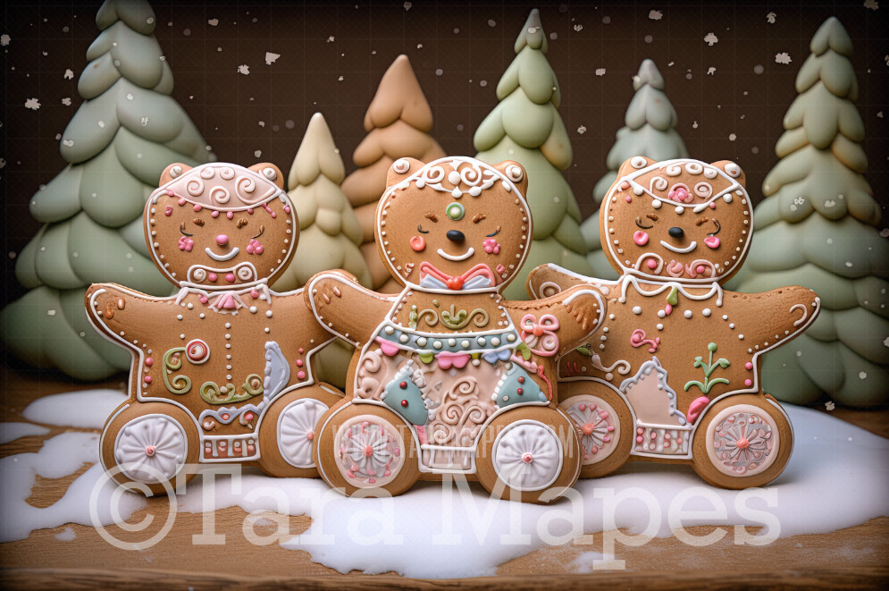 Gingerbread Bears Digital Backdrop - Gingerbread Bears in Forest ...