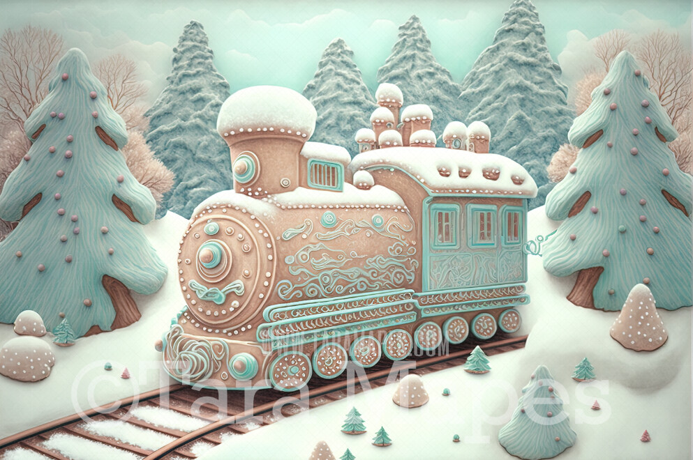 Gingerbread Train Digital Backdrop - Gingerbread Train in Forest ...
