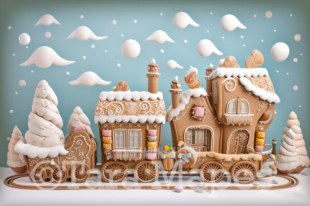 Gingerbread Train Digital Backdrop - Gingerbread Train in Forest ...