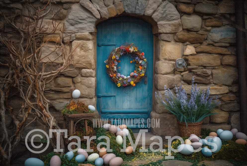 Easter Door Digital Backdrop - Whimsical Rustic Easter Themed Door with ...