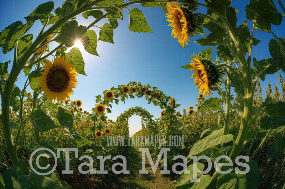 Sunflower Arch Digital Backdrop - Arch of Sunflowers - Summer Sunflower ...