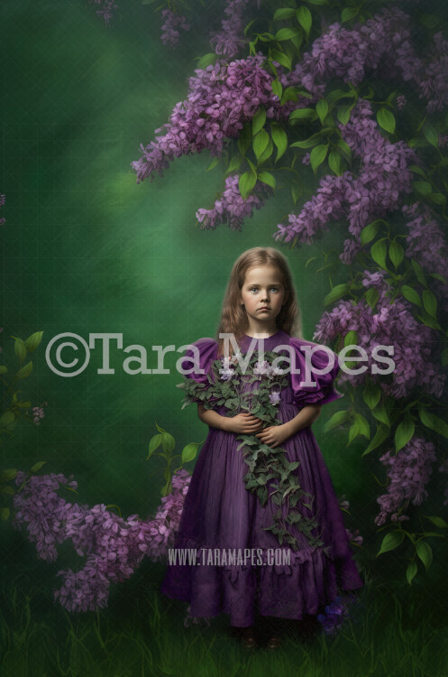 Painterly Lilacs Digital Backdrop - Painted Lilac Bush Digital ...