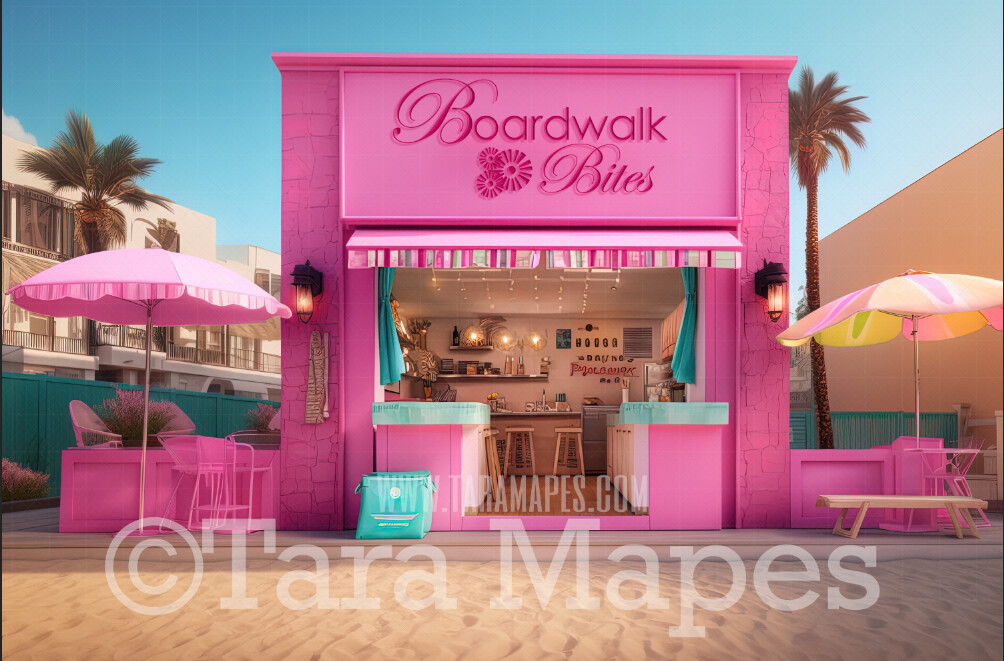 Beach Storefront Digital Backdrop - Storefront on Beach - Boardwalk ...