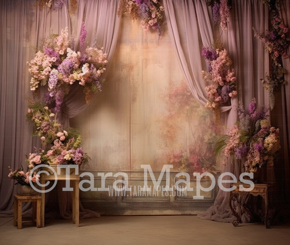 Victorian Studio Room Digital Backdrop - Ornate Victorian Flowers and ...
