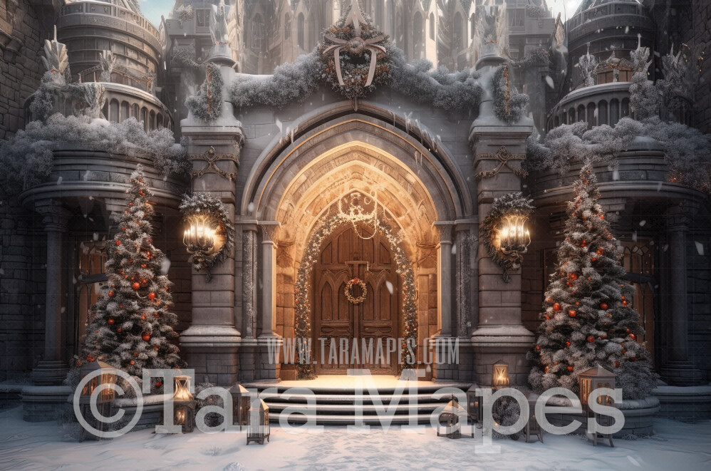 Christmas Castle Digital Backdrop - Christmas Wizard Castle Digital ...