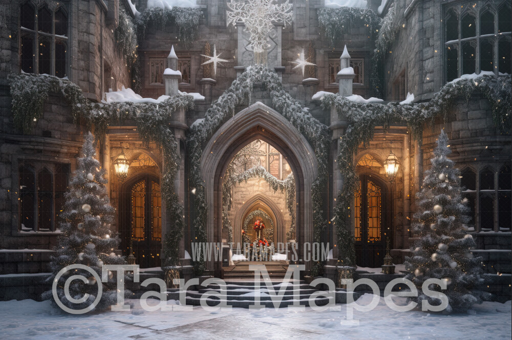 Christmas Castle Digital Backdrop - Christmas Wizard Castle Digital ...
