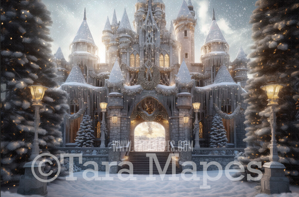 Christmas Castle Digital Backdrop - Christmas Wizard Castle Digital ...