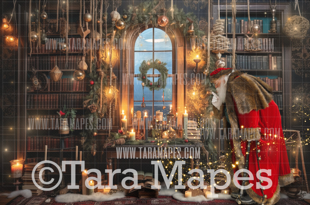 Santa Digital Backdrop - Santa in Rustic Livingroom - Magical Santa ...