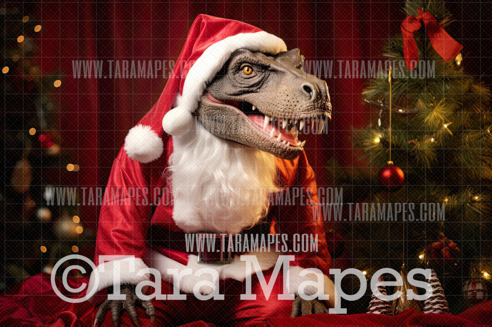 Christmas T-rex Digital Backdrop - Funny Trex - Funny Chirstmas Digital ...