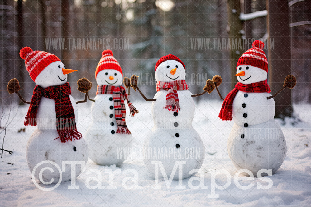 Snowmen Dancing -Snowman Dancing - Snowpeople in Winter Snowy Scene ...