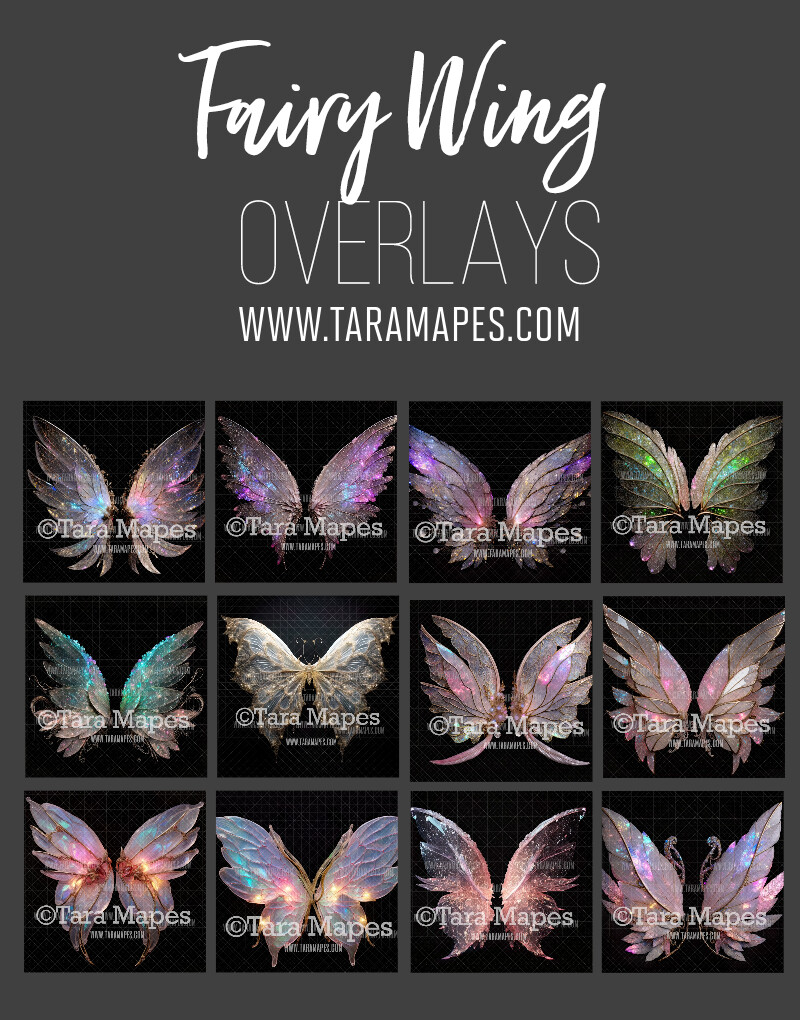 Fairy Wing Overlay 12 Pack - Fairy Wing Overlay - Crystal Digital Wings - Glitter Sparkles Fairy ...