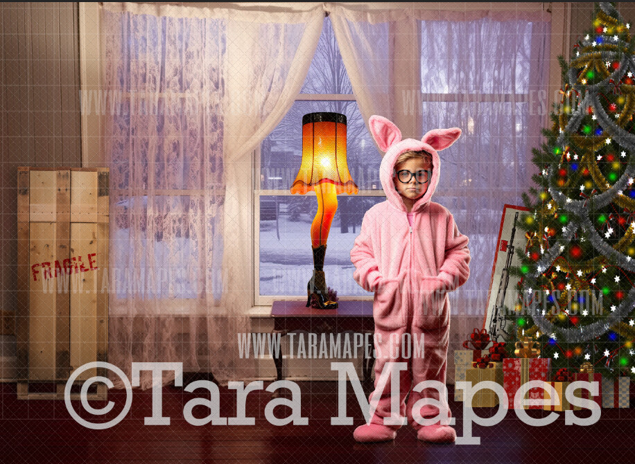 Leg Lamp Christmas Digital Backdrop - Christmas Story Digital Background