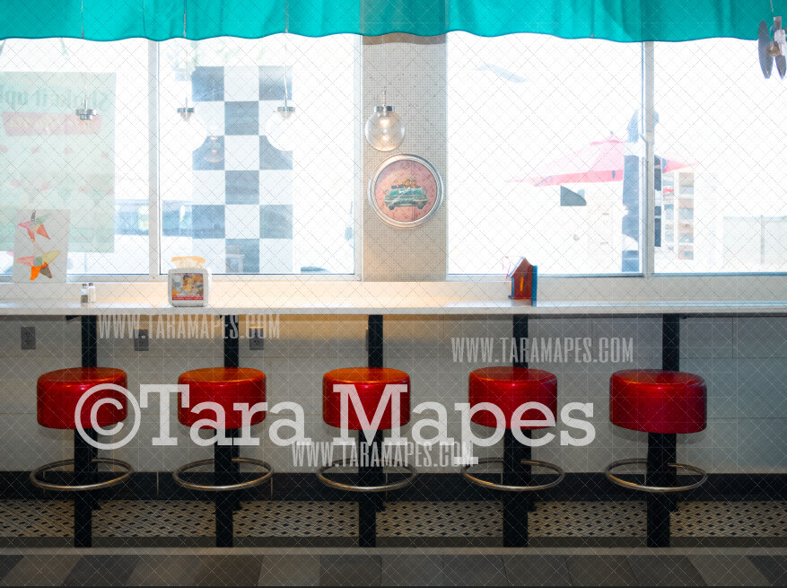 Fifties Diner- 50s Diner Stools- Vintage Retro Fifties Digital ...