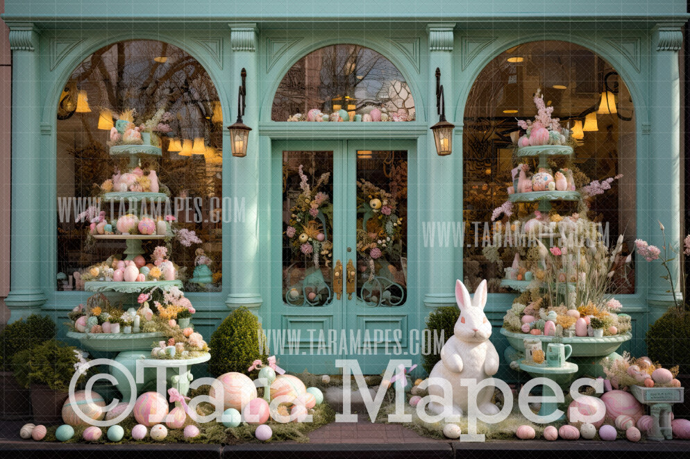 Easter Shop Digital Backdrop - Easter Flower Storefront - Pastel Easter ...
