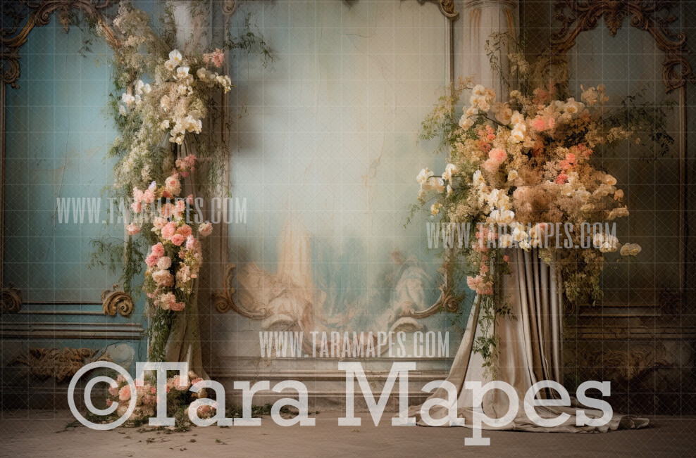 Renaissance Room Digital Backdrop - Garden Room with Feathers and ...