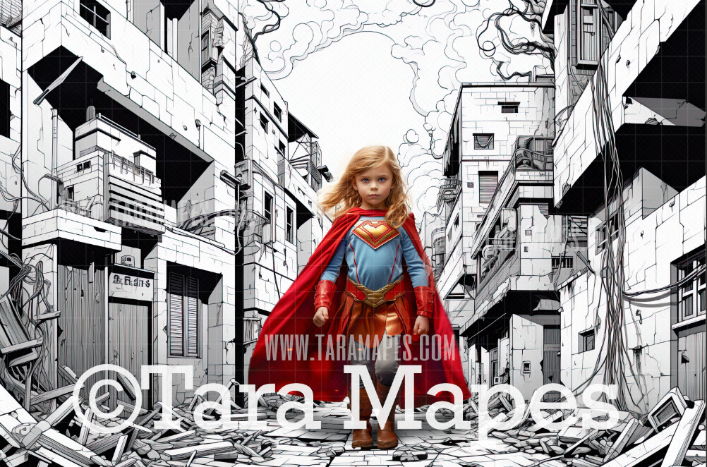 Black and White Comic Book City - Digital Illustration Comic Book Style ...