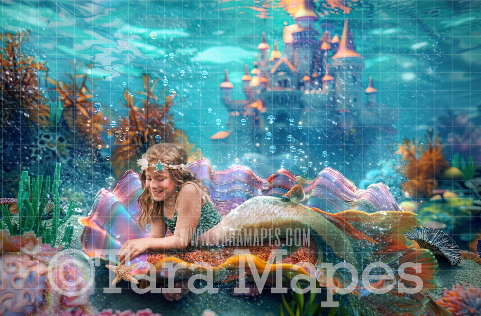 Mermaid Shell Digital Backdrop - Giant Clam in Seascape - Underwater ...