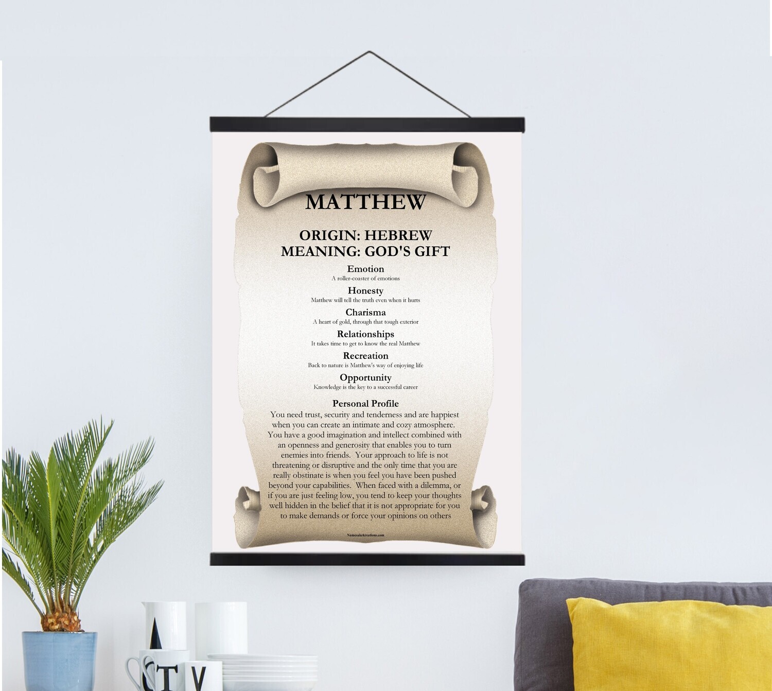 First Name Origin and Meaning Canvas Scroll. Any Name Available